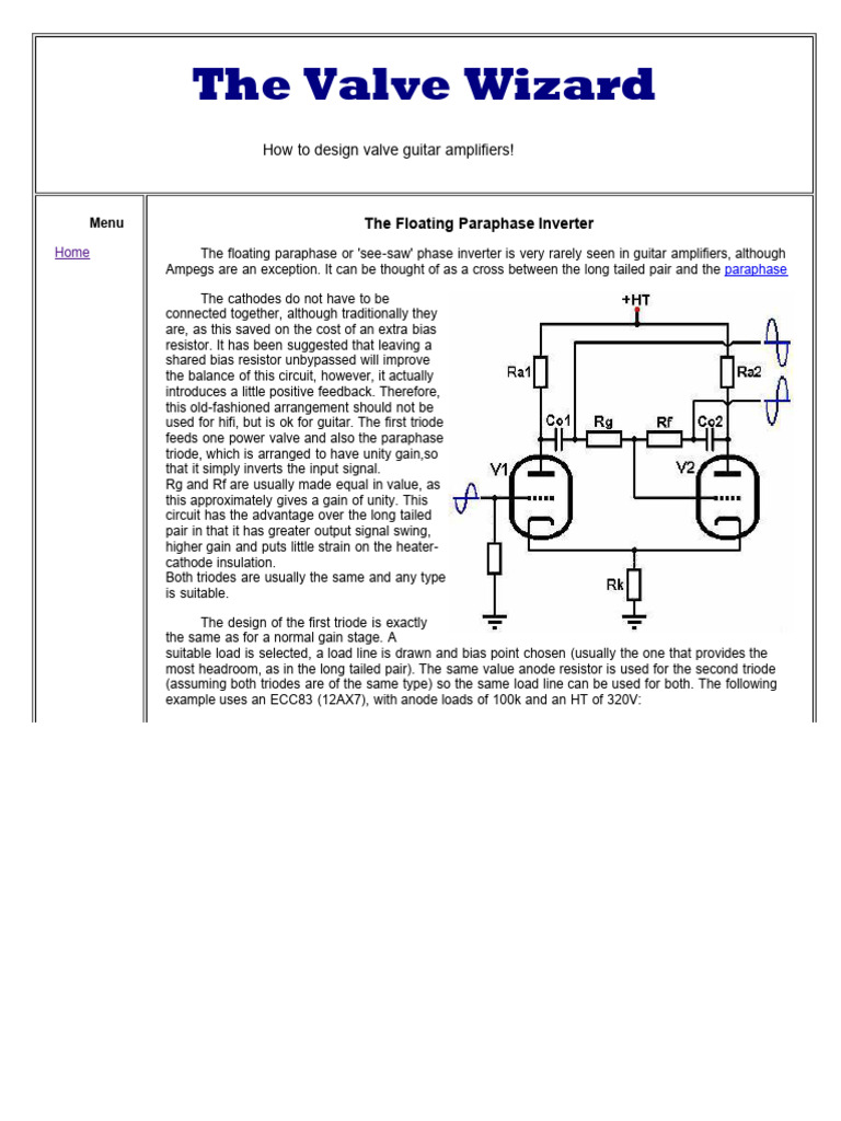 Floating Paraphase Inverter | PDF | Amplifier | Vacuum Tube
