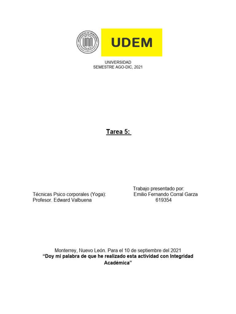 Tarea 5:: Universidad Semestre Ago-Dic, 2021 | PDF
