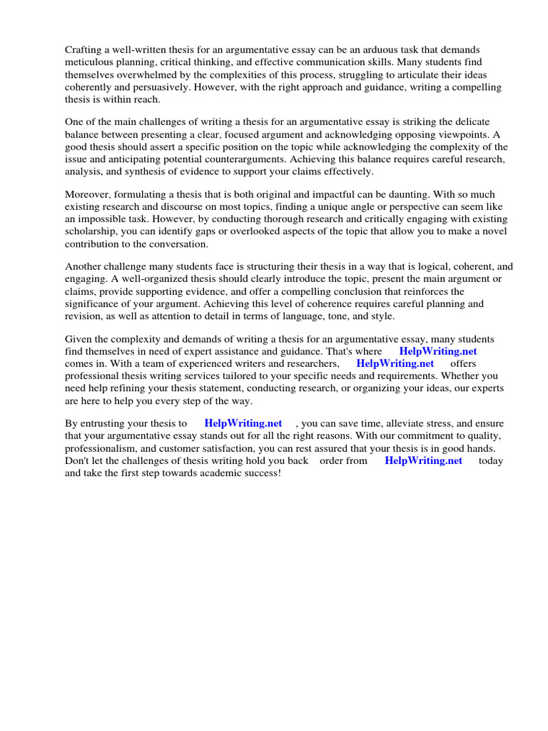 How To Write A Good Thesis For Argumentative Essay | PDF | Essays | Thesis