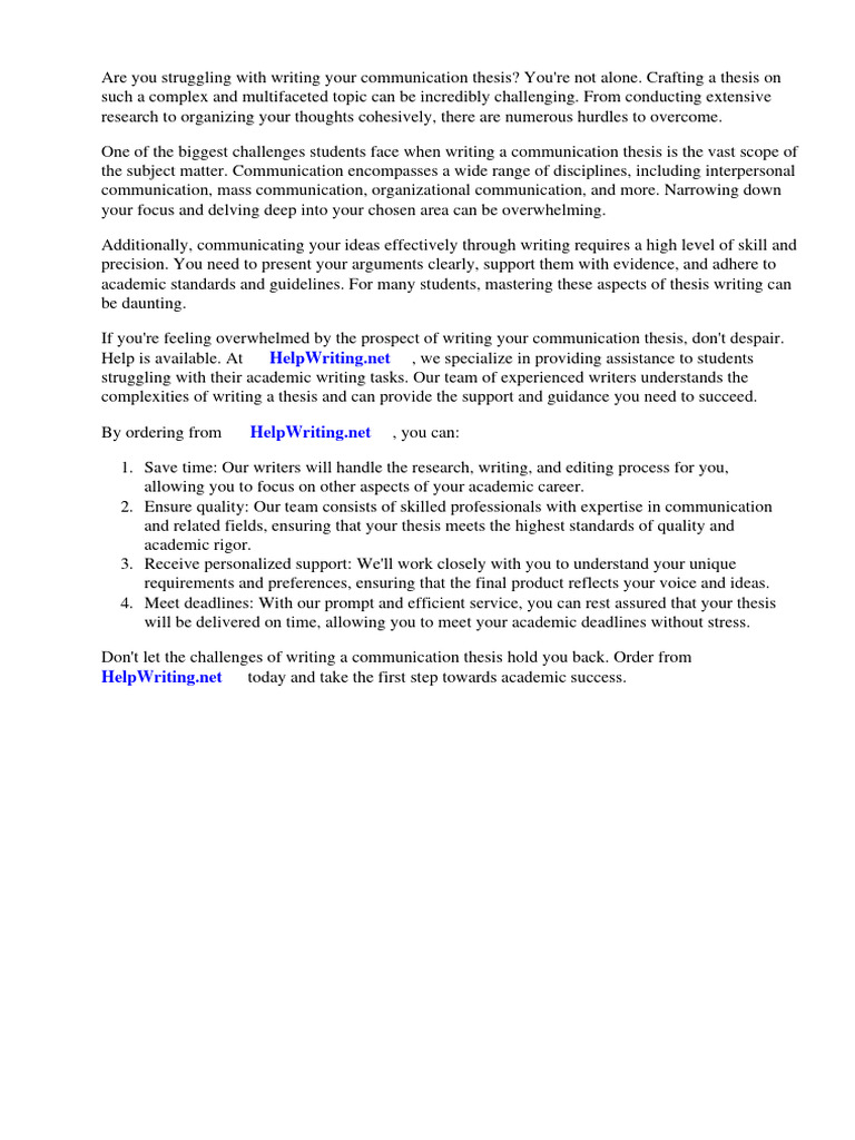 Communication Thesis Sample | PDF | Communication | Essays
