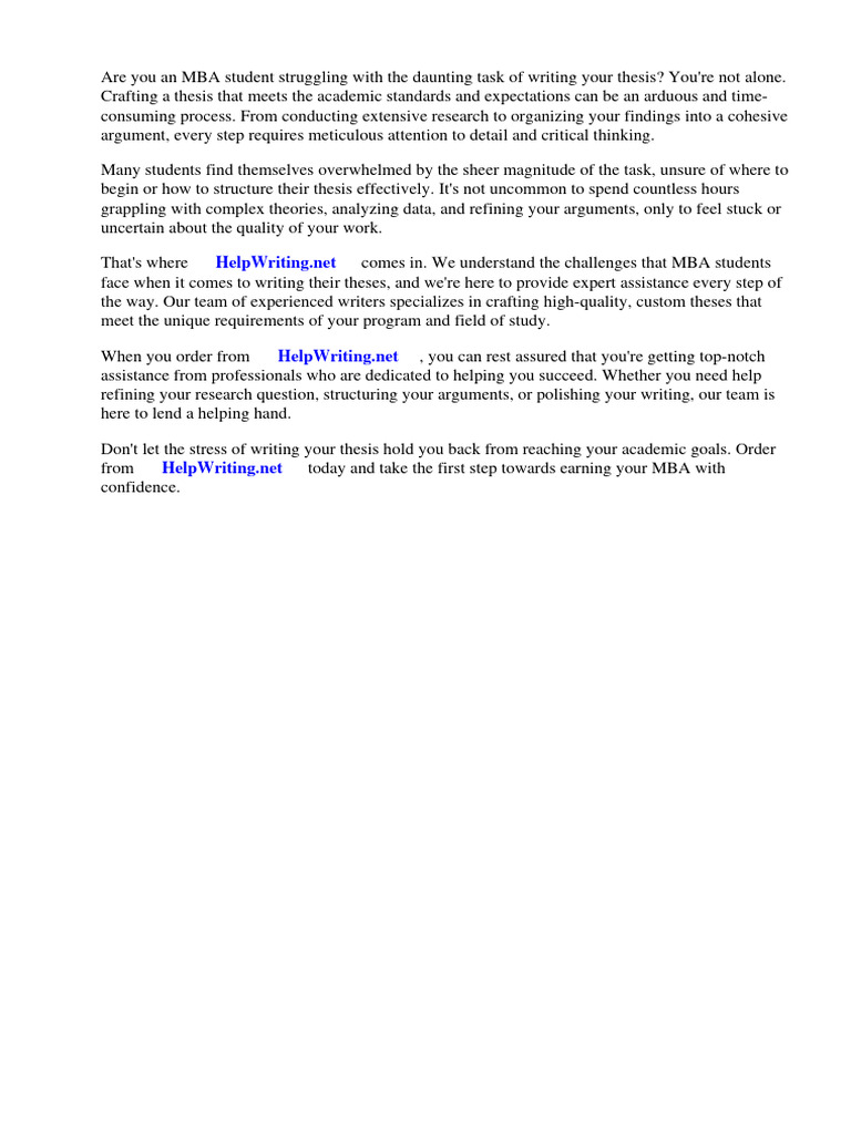 Sample Thesis For Mba Students | PDF | Leadership | Strategic Leadership