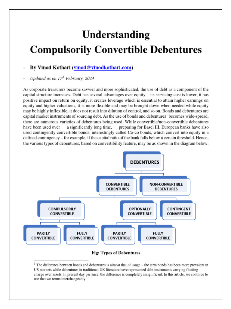 Compulsorily Convertible Debentures Explained | PDF | Bankruptcy ...