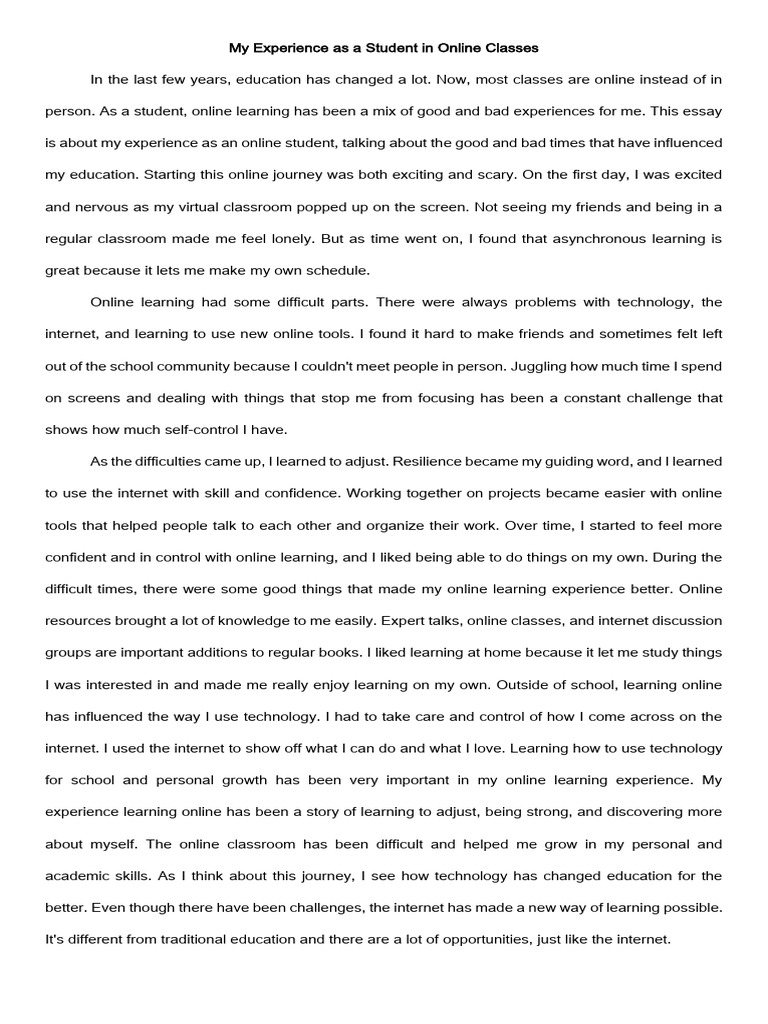 My Experience as a Student in Online Classes | PDF | Educational Technology | Cognitive Science