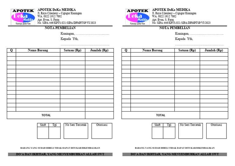 Nota Pembelian | PDF