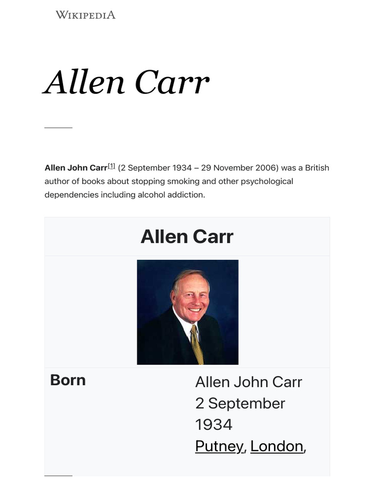 Allen Carr Wikipedia | PDF | Allen Carr | Habits