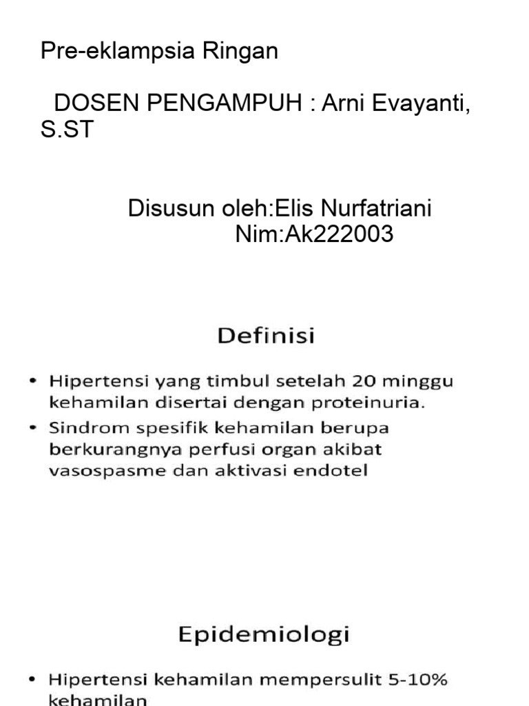 Elis Pre-Eklampsia Ringan | PDF