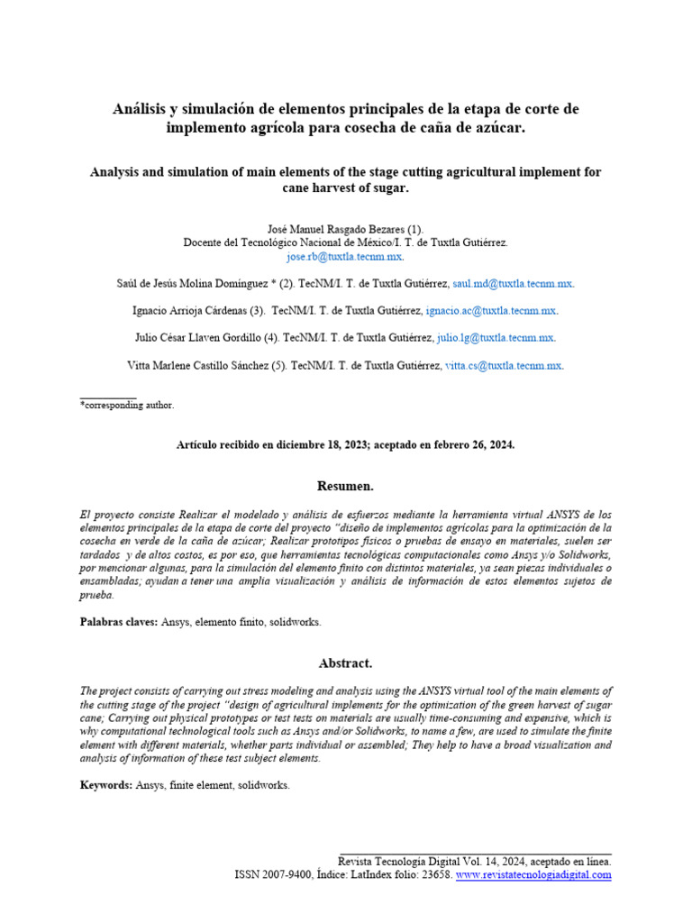 14 Ael Analisis Simulacion Corte Implemento Agricola Cosecha Cana Azucar | PDF | Engranaje ...