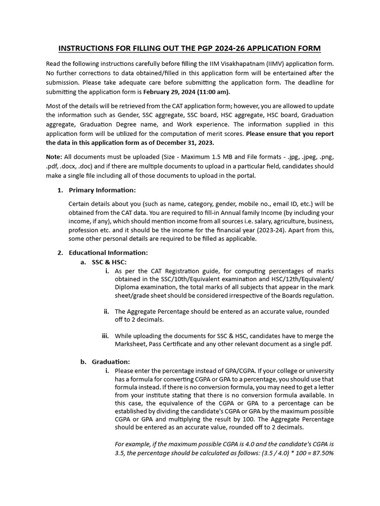 PGP_2024-26_Application_Instructions | PDF | Internship | Job Hunting