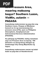 Ulat Panahon para Ngayong Araw - 1611012853 | PDF