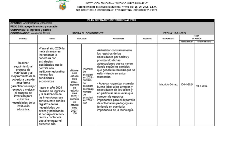 Formato POA 2024 | PDF