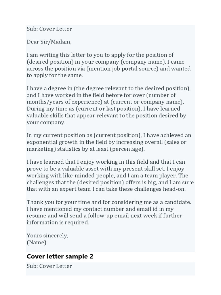 8 -Sample Cover letters | PDF | Internship | Job Hunting