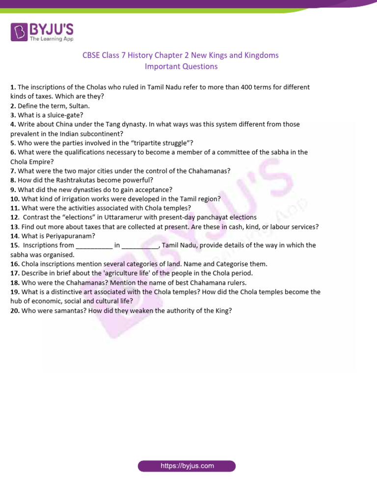 CBSE Class 7 History Chapter 2 New Kings and Kingdoms Important ...