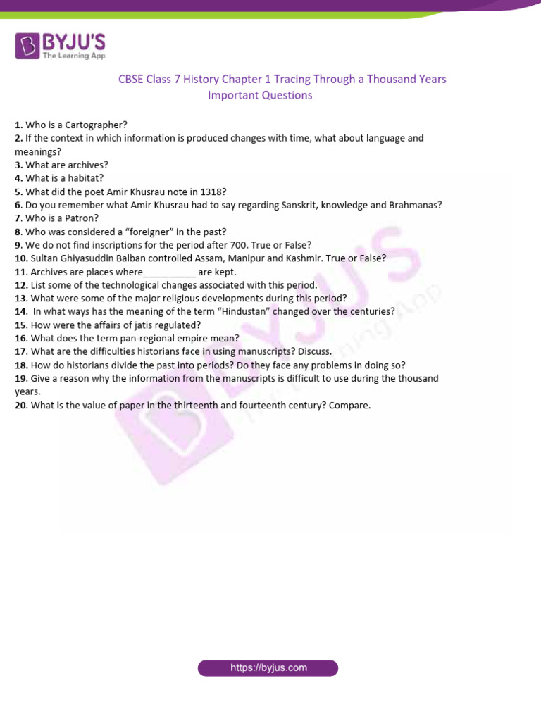 CBSE Class 7 History Chapter 1 Tracing Through A Thousand Years ...