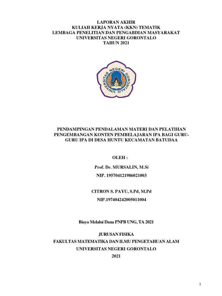 Pendampingan Pendalaman Materi Dan Pelatihan Pengembangan Konten Pembelajaran Ipa Bagi Guru Guru ...