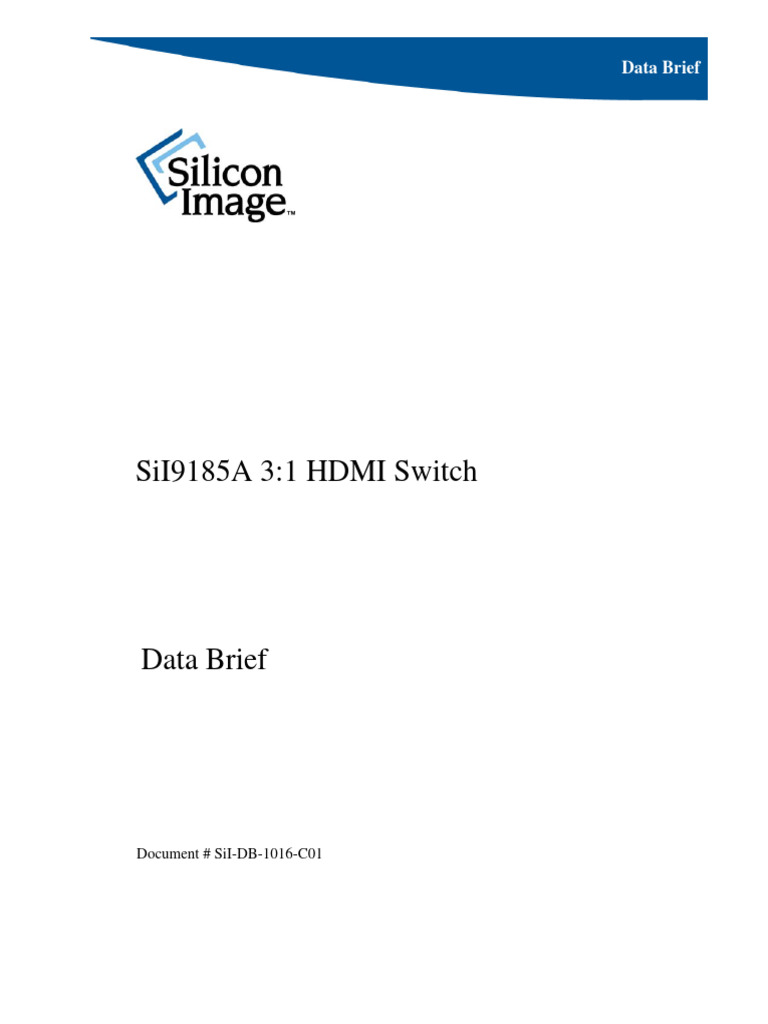 Sil 9185 A | PDF | Hdmi | Electronics