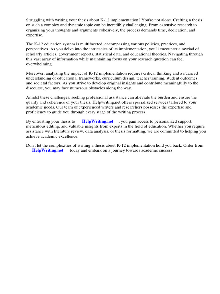 Thesis About K 12 Implementation Pdf Science Thought