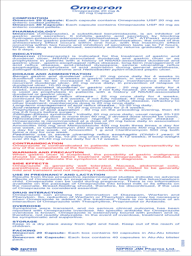 Omecron 21 | PDF | Gastroesophageal Reflux Disease | Stomach