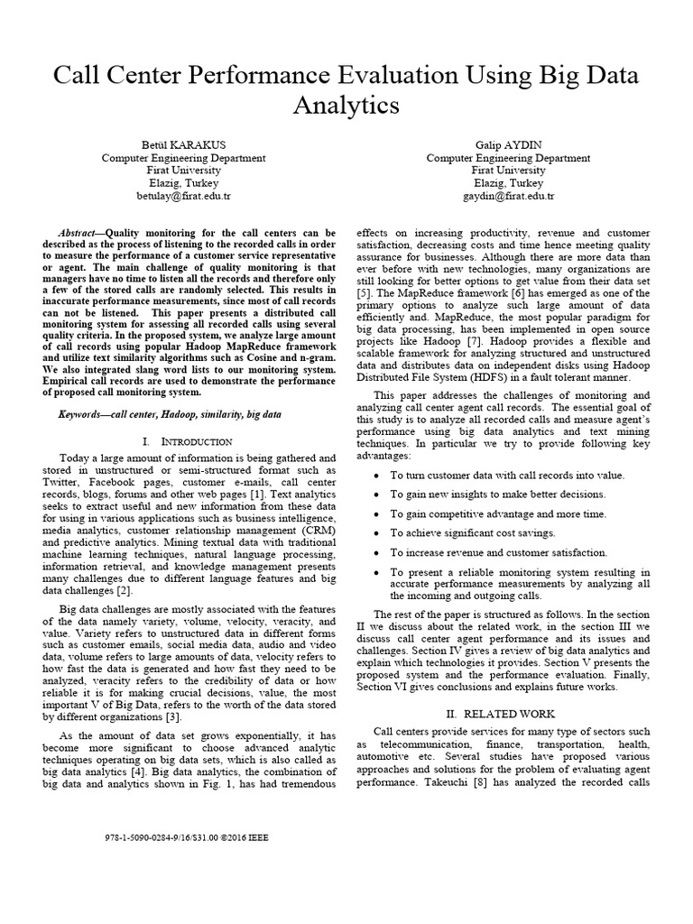 Call Center Performance Evaluation Using Big Data Analytics | PDF ... Call Center Performance Evaluation Using Big Data Analytics | PDF ...