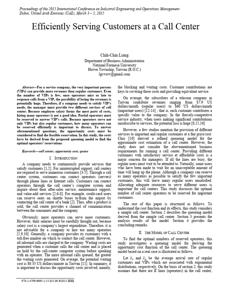 Efficiently Serving Customers at A Call Center | PDF | Call Centre | Computing