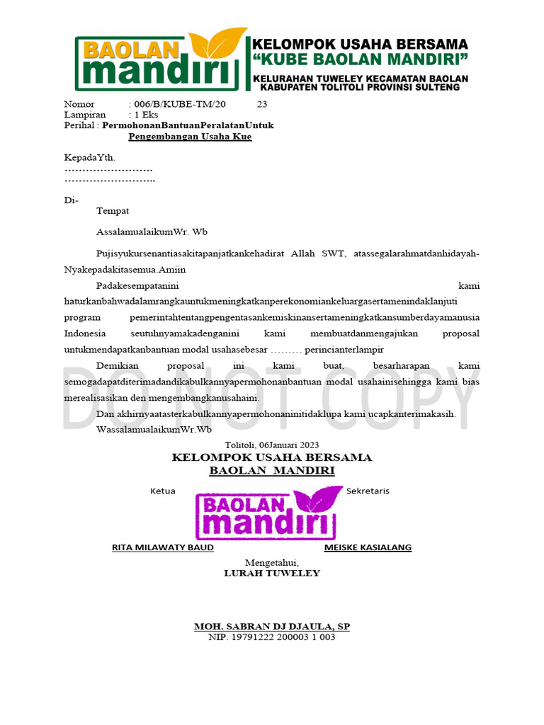 Proposal Mama Eko | PDF