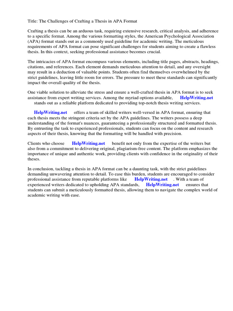 Example of Thesis With Apa Format | PDF | Apa Style | Thesis