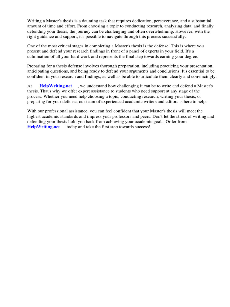 How To Do A Masters Thesis Defense | PDF | Thesis | Methodology