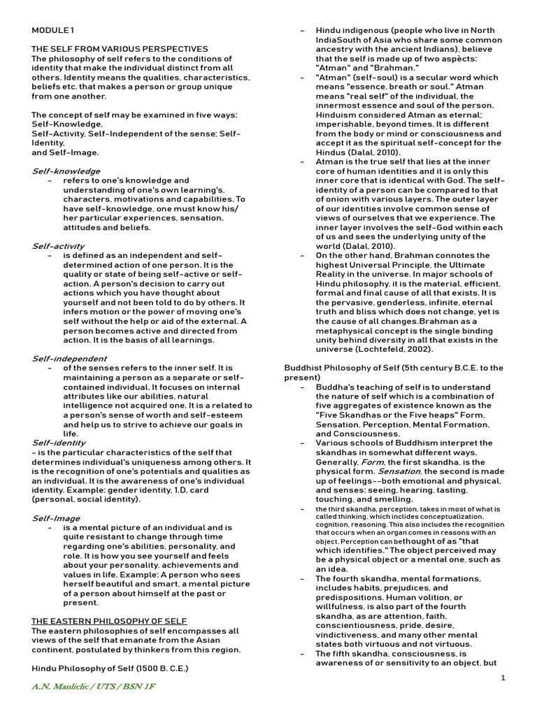 Uts Module 1 | PDF | Ātman (Hinduism) | Id
