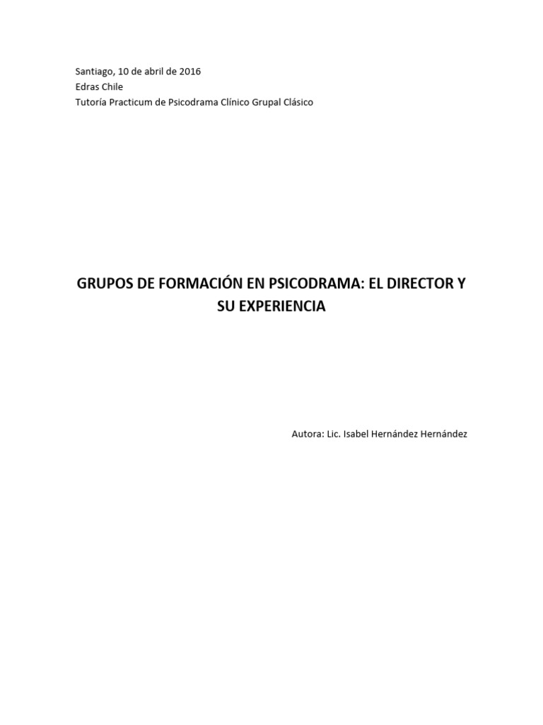 Grupos de Formación en Psicodrama: El Director y Su Experiencia | PDF | Aprendizaje | Experiencia