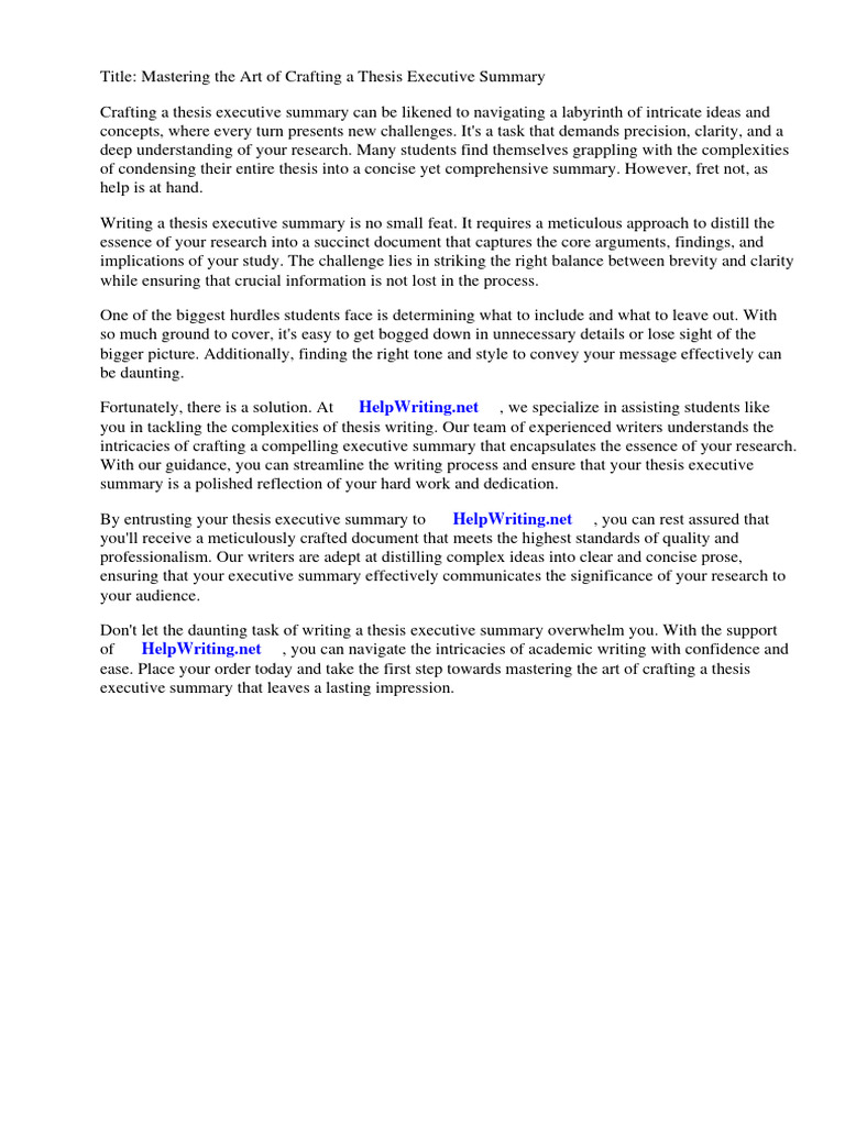 How To Write A Thesis Executive Summary | PDF | Electronic Health Record | Machine Learning