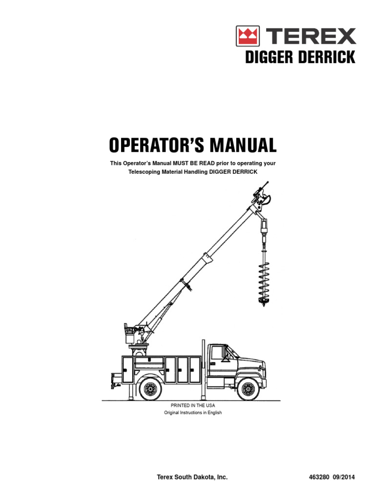 Terex Digger Derrick Operators Manual 1 | PDF | Safety | Hazards