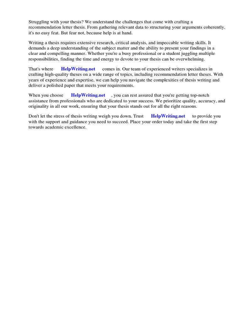 Recommendation Letter Thesis | PDF