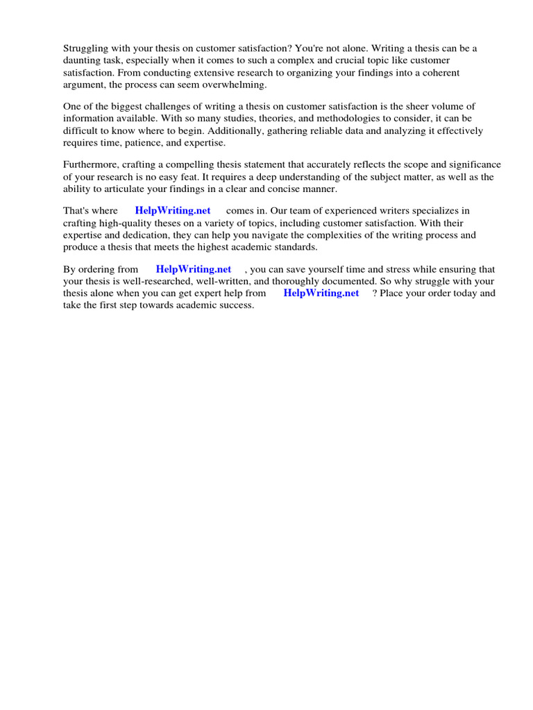Thesis Customer Satisfaction | PDF | Business