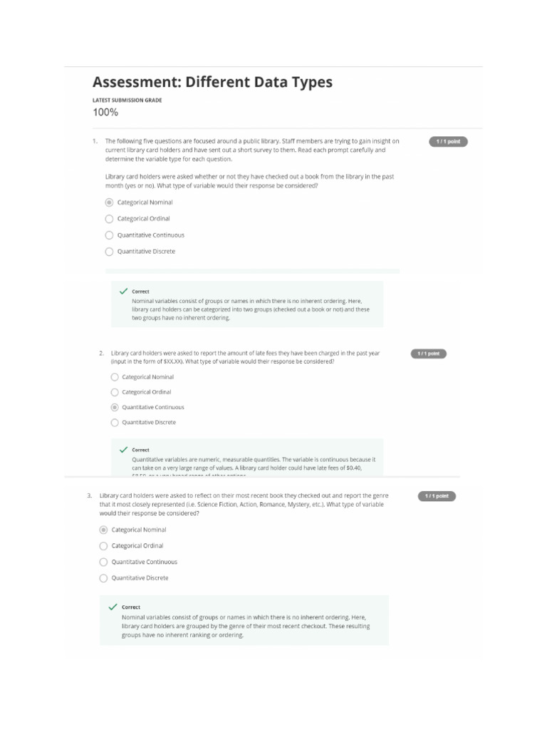 Quiz - 1 (Different Data Types) | PDF