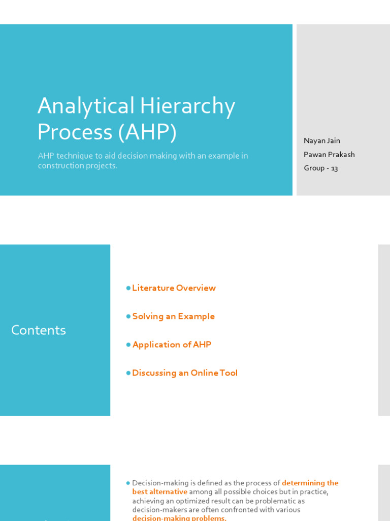 Analytical Heirarchy Process | PDF | Decision Making | Methodology