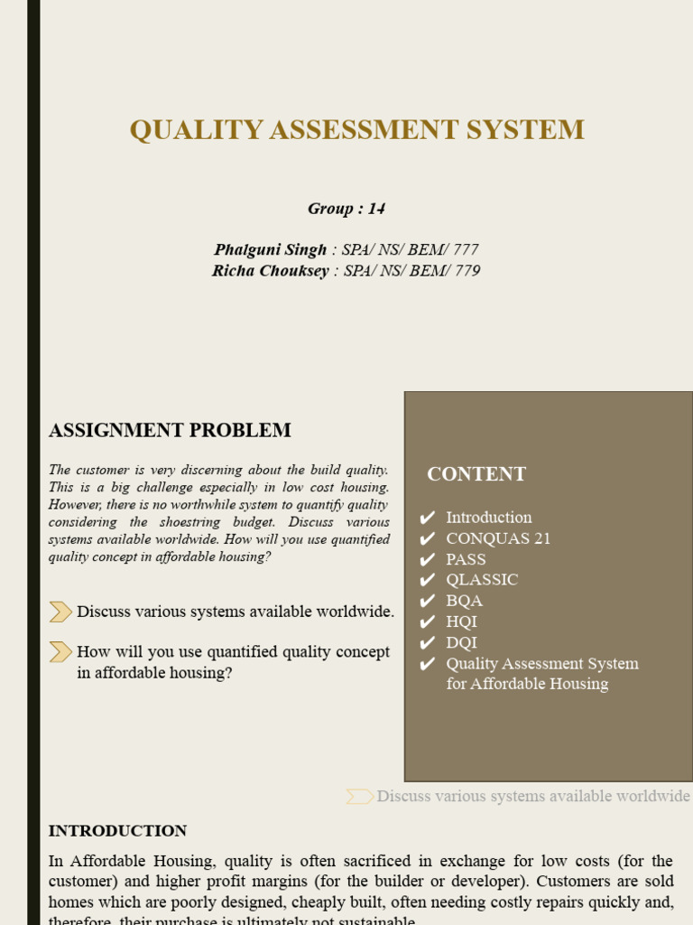 Quality Assessment in Affordable Housing | PDF | Quality Assurance ...