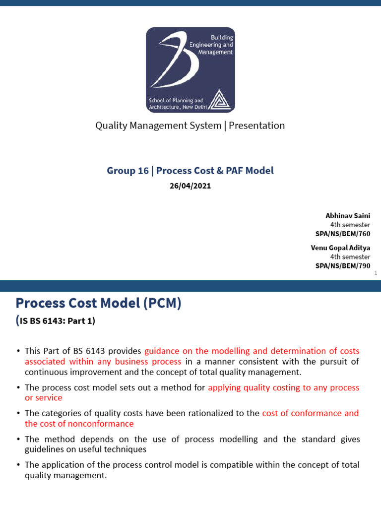 Process Cost and Prevention Assesment and Failures | PDF | Mathematical ...