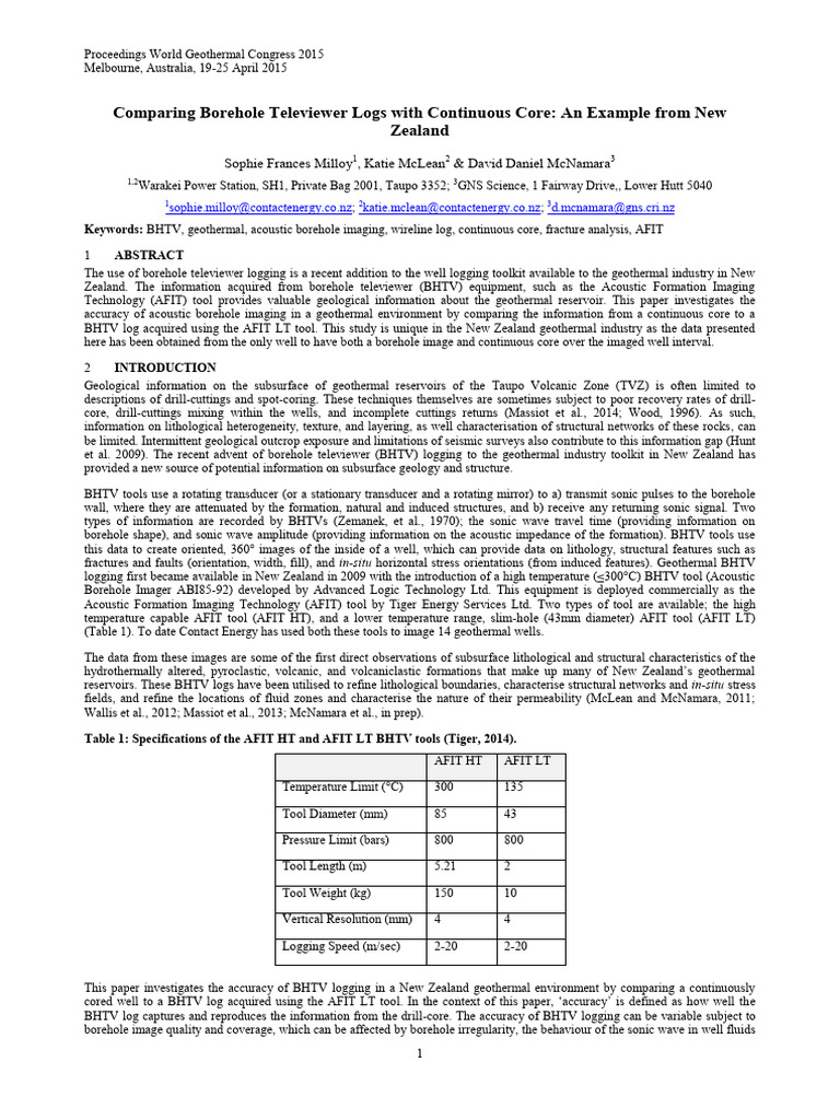 Comparing Borehole Televiewer Logs With Continuous Core-An Example From ...