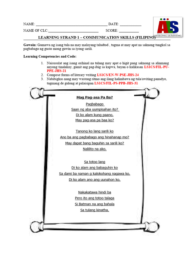 LS1-Fil Tula - Jamel | PDF