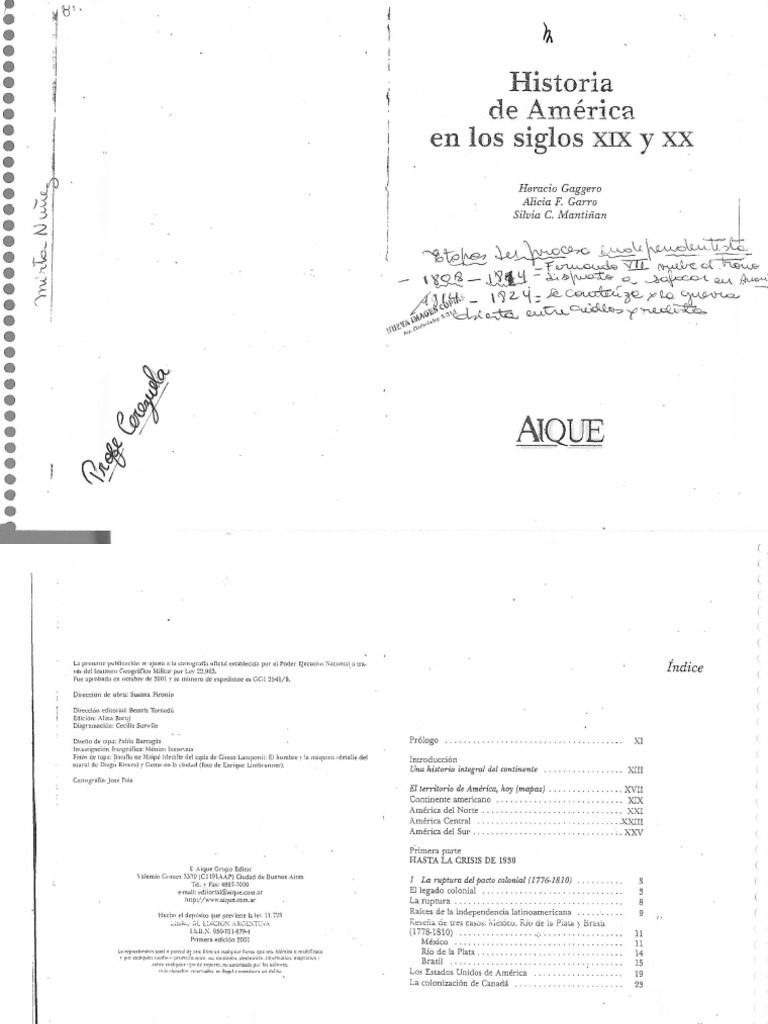 Horacio Gaggero - Historia de America en Los Siglos XIX y XX | PDF Horacio Gaggero - Historia de America en Los Siglos XIX y XX | PDF