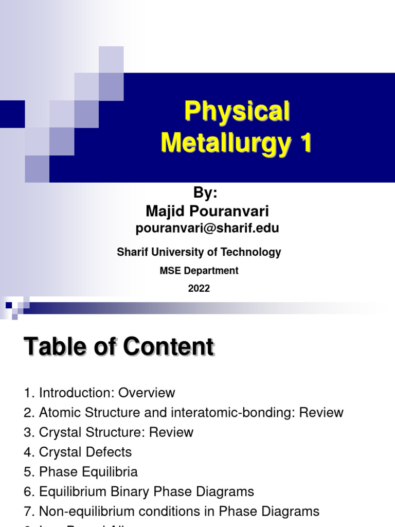 Physical Metallurgy - 1 - Introduction - 2 | PDF | Materials Science ...