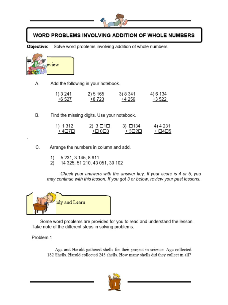 06 - Word Problems Involving Addition of Whole Numbers | PDF