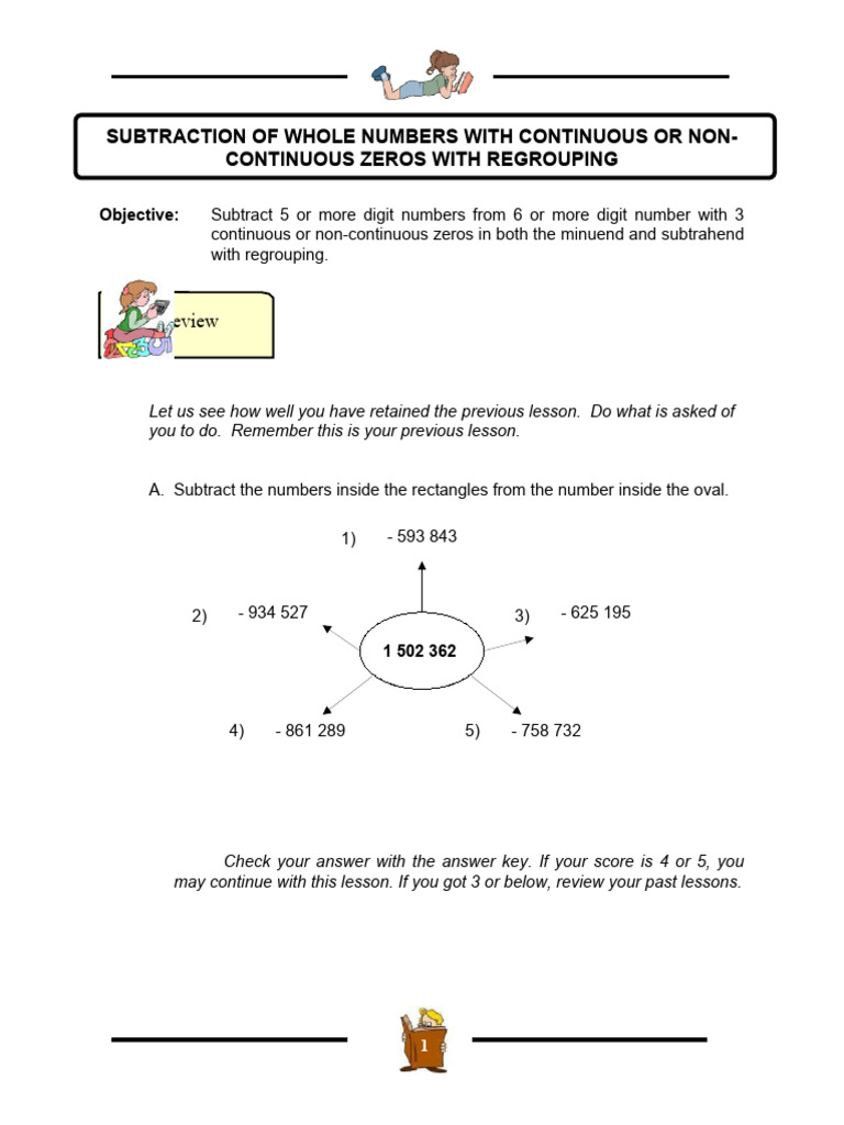 08 - Subtraction of Whole Numbers With Continuous or Non Continuous ...