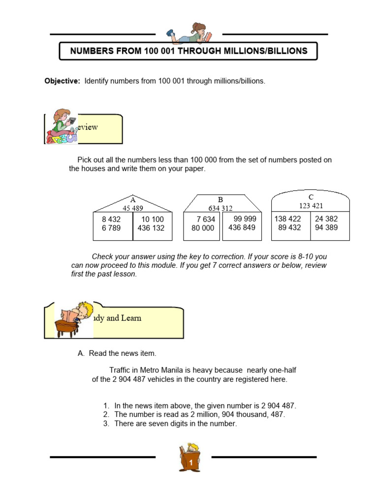 01 - Numbers From 100 001 Through Millions-Billions | PDF