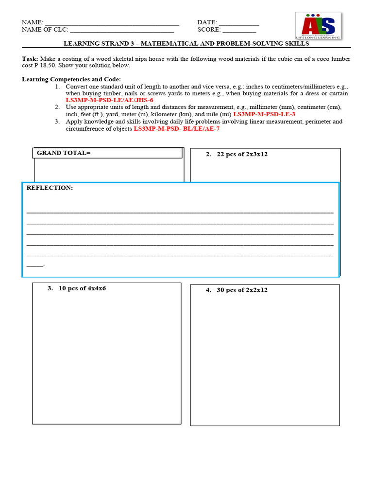 Las LS3 Work Sample | Download Free PDF | Foot (Unit) | Learning