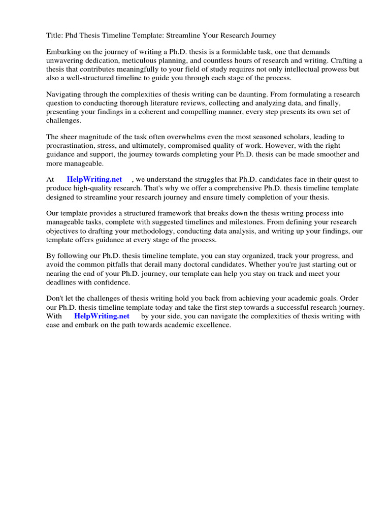PHD Thesis Timeline Template | PDF