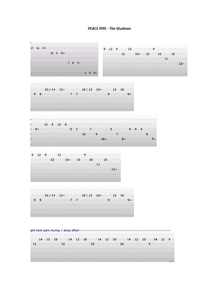 Peace Pipe Lyrics by The Shadows | PDF