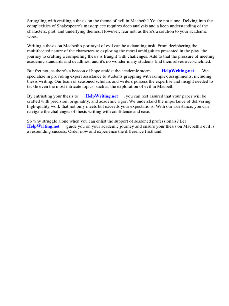 Macbeth Evil Thesis | PDF | Macbeth