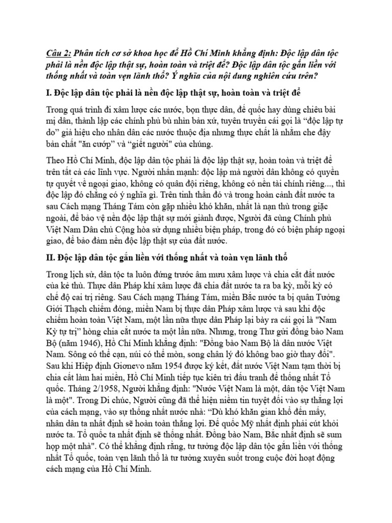 Câu 2 TTHCM Chương 3 | PDF