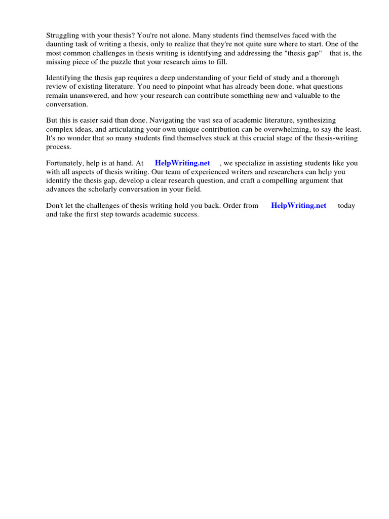 Thesis Gap | PDF | Thesis | Knowledge