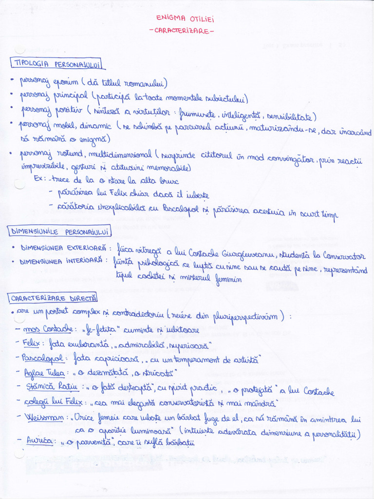 6.enigma Otiliei (Caracterizare) | PDF | Science & Mathematics